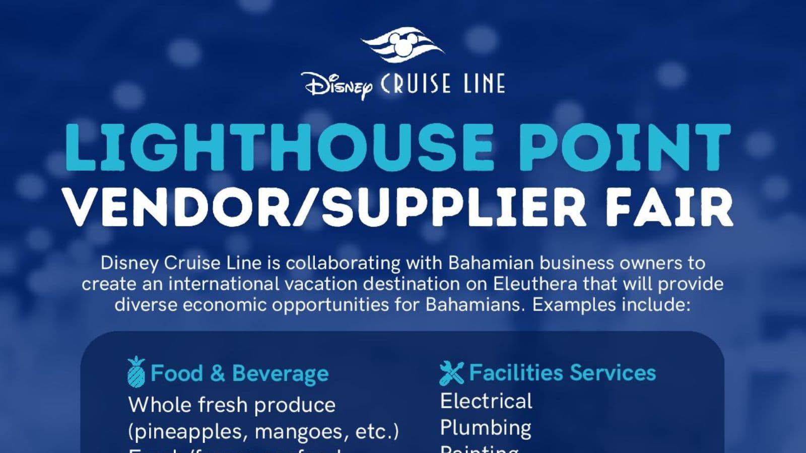 Disney Cruise Line To Host Vendor/Supplier Fairs For Lighthouse Point ...