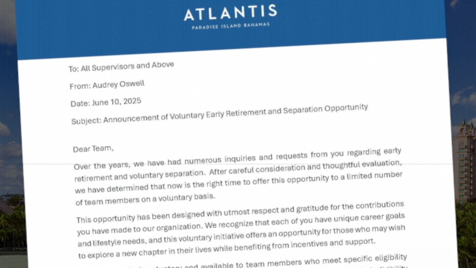 Separation Opportunities For Atlantis Employees - Our News